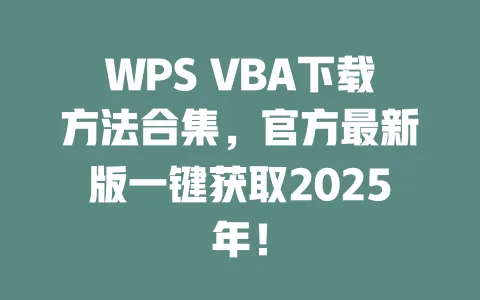 WPS VBA下载方法合集，官方最新版一键获取2025年！ - WPS官网 - WPS下载
